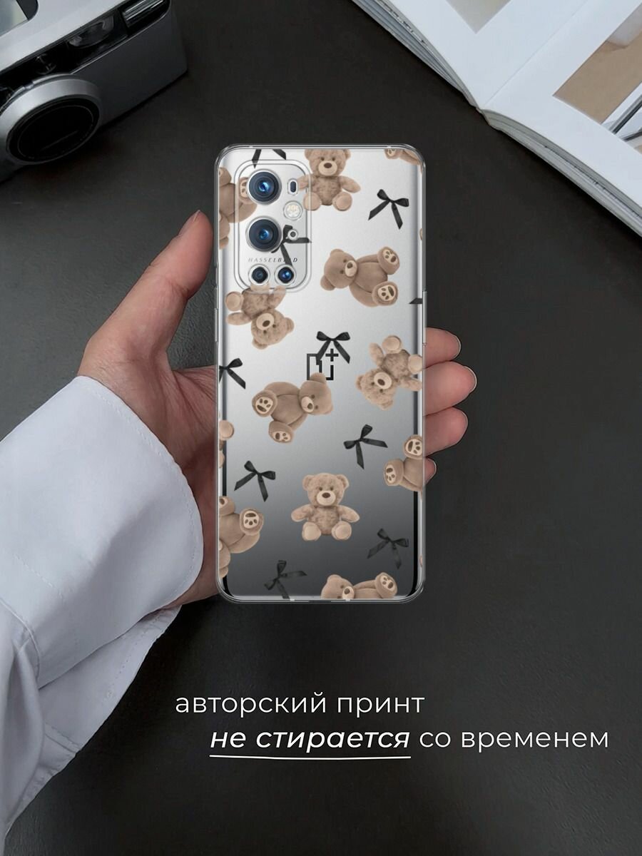 Чехол на OnePlus 9 Pro / ВанПлас 9 Про с принтом "Плюшовые мишки 2", прозрачный — фото 1