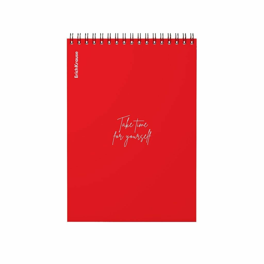 Блокнот А5 80 листов клетка на гребне "Words" пластиковая обложка, красный