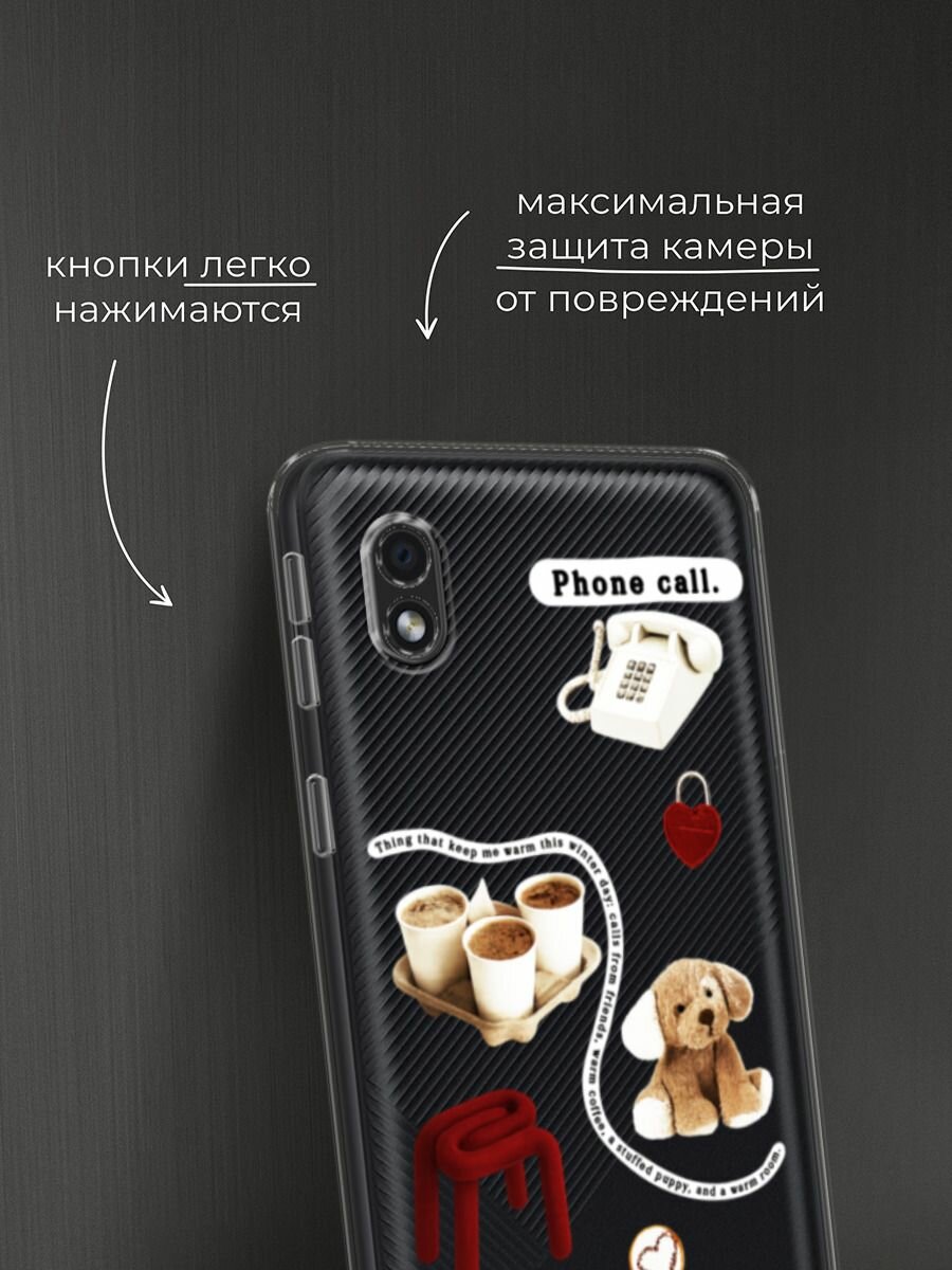 Чехол на Samsung Galaxy A01 Core / Самсунг Галакси А01 Core с принтом "Phone call", прозрачный — фото 1