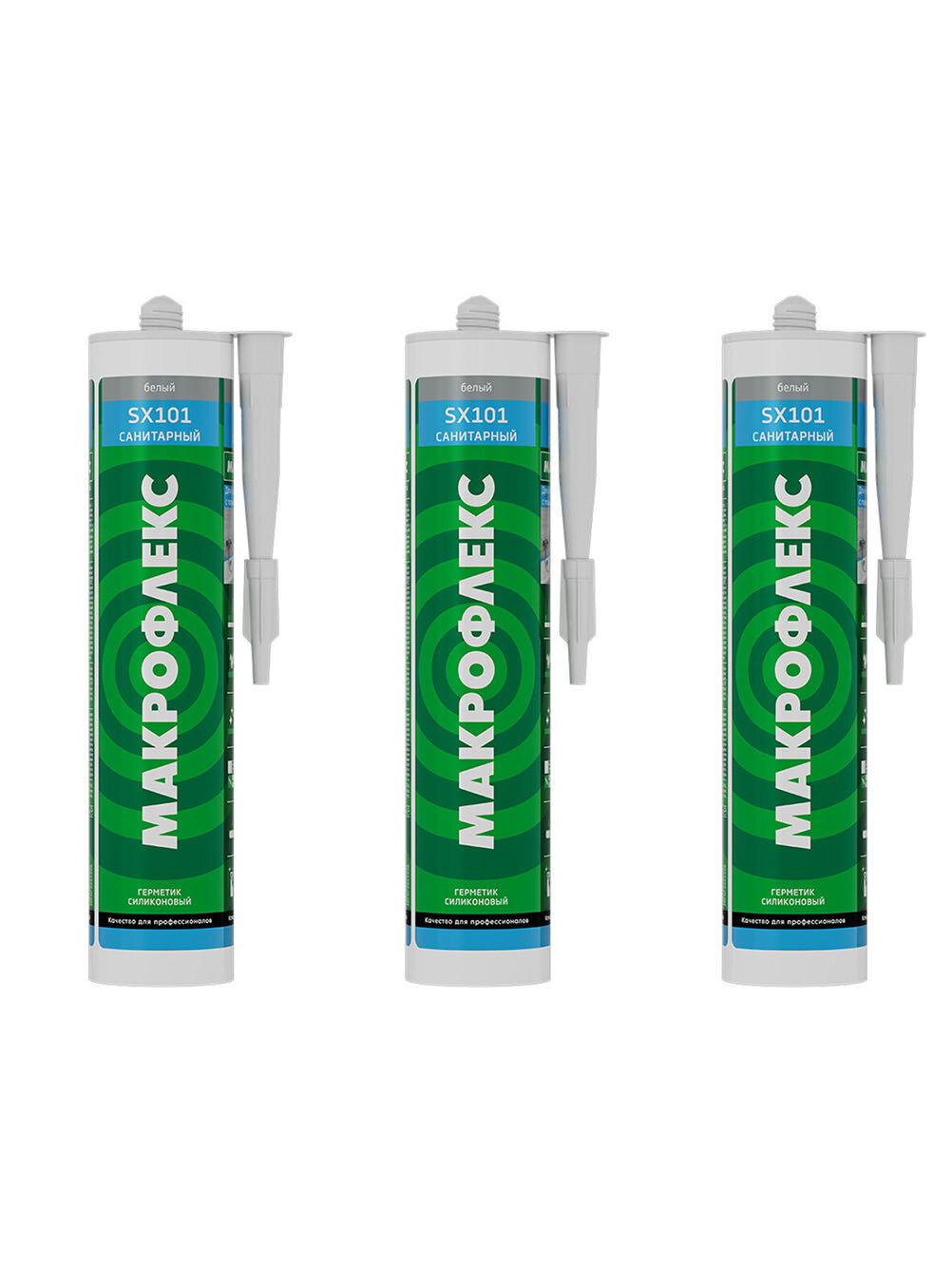 Герметик силиконовый санитарный SX101 белый 290 мл (3 шт.)