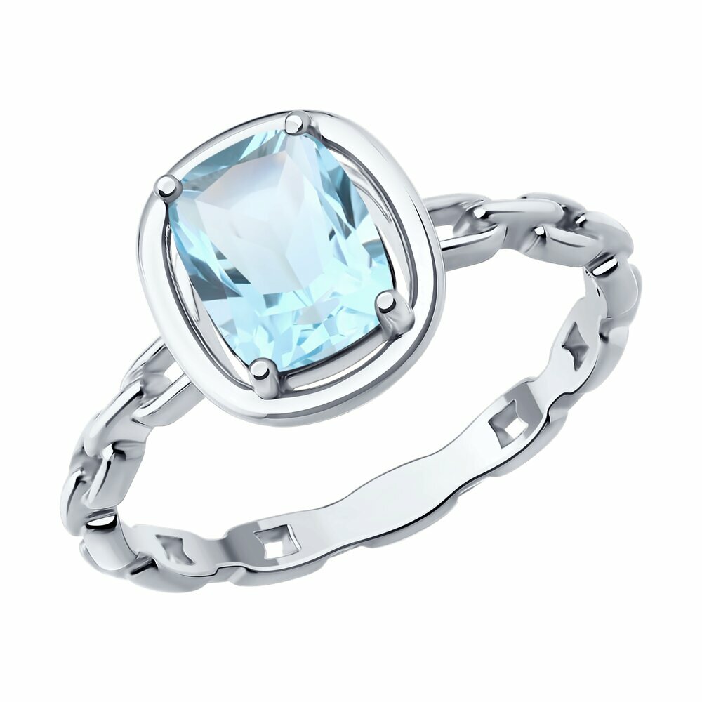 Кольцо, серебро, 925 проба, родирование, топаз