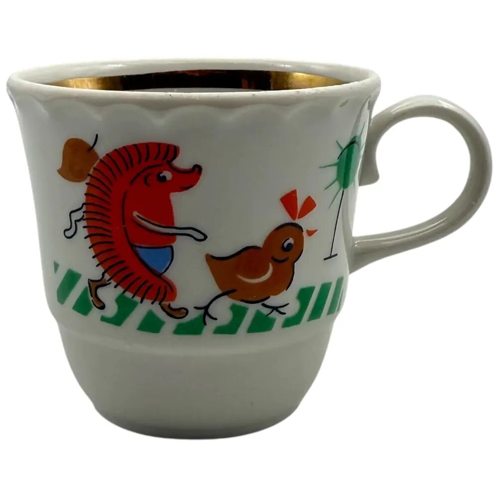 Детская посуда Чашка "Правила дорожного движения", 100 мл, фарфор, 1974-1984 гг, ЮФЗ, СССР