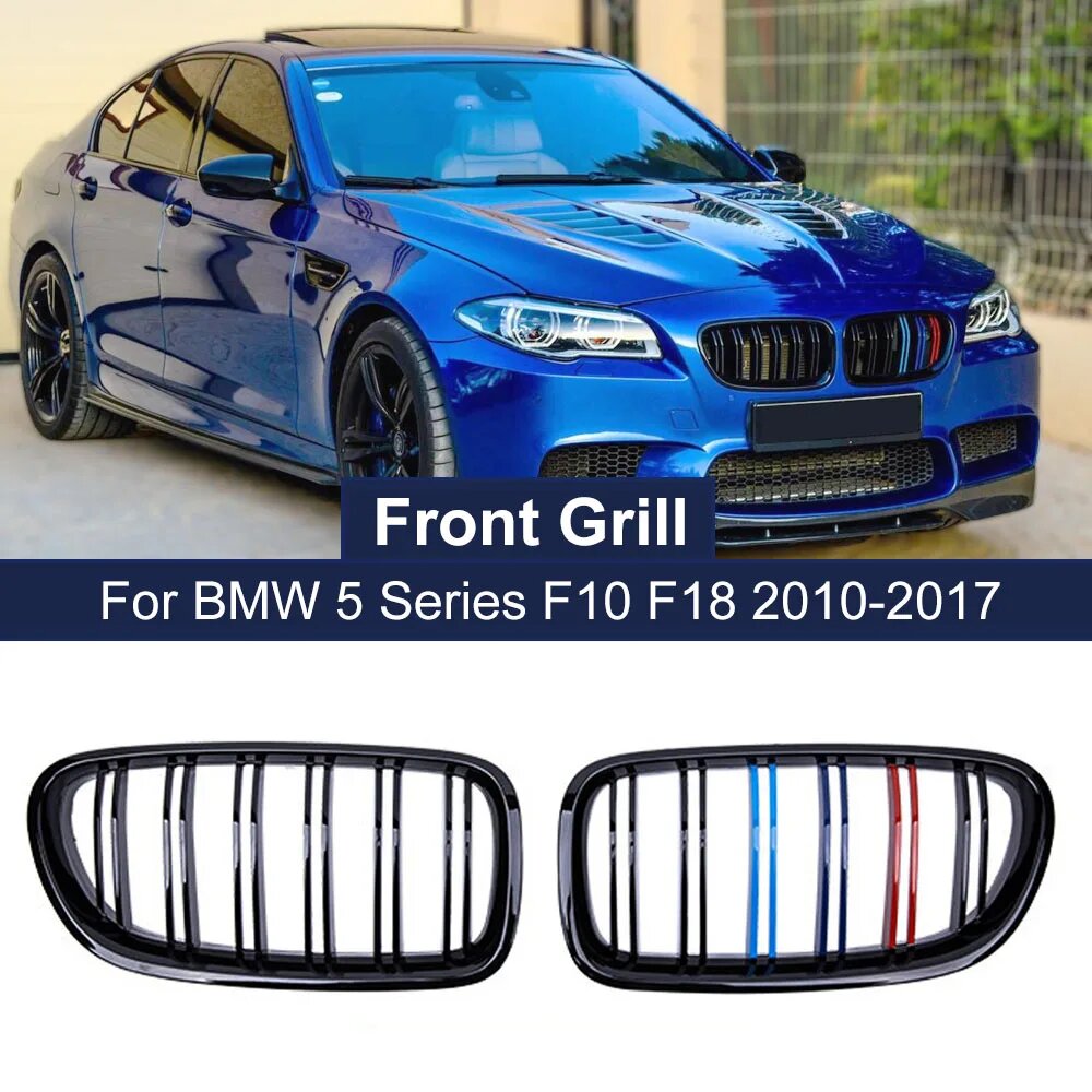 Передняя Автомобильная решетка радиатора гоночный гриль для BMW 5 серии F10 F11 F18 520d 530d 540i 2010-2017 м цветная двойная линия