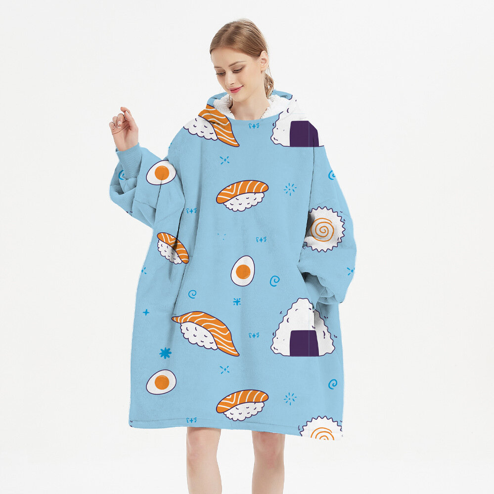 Плед флисовый с рукавами и капюшоном