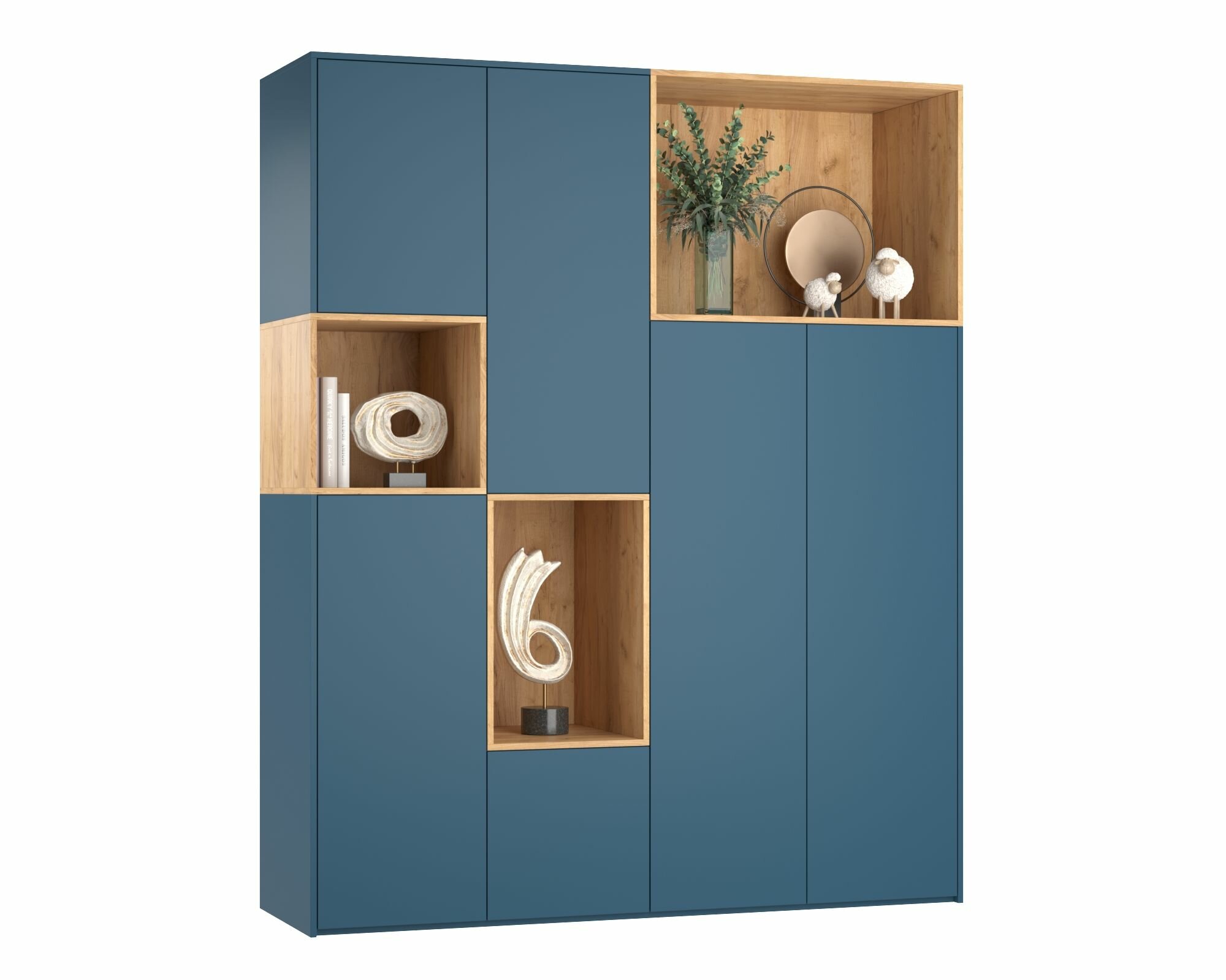 Шкаф распашной для одежды "Рокки 21" 180х220х55 Альби Полуночно-синий / Дуб крафт золотой