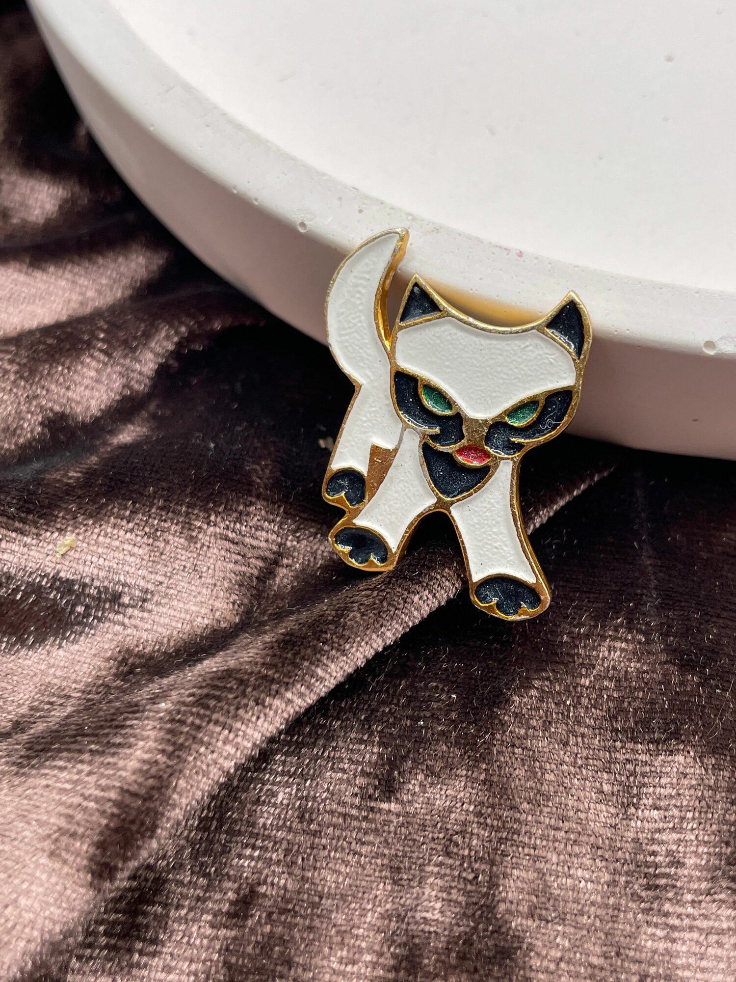 Винтажная детская брошь, Кот
