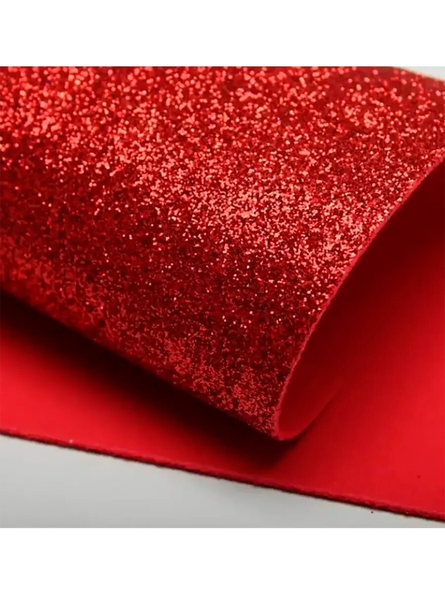 Фоамиран глиттерный, красный, 10 листов для декора и рукоделия