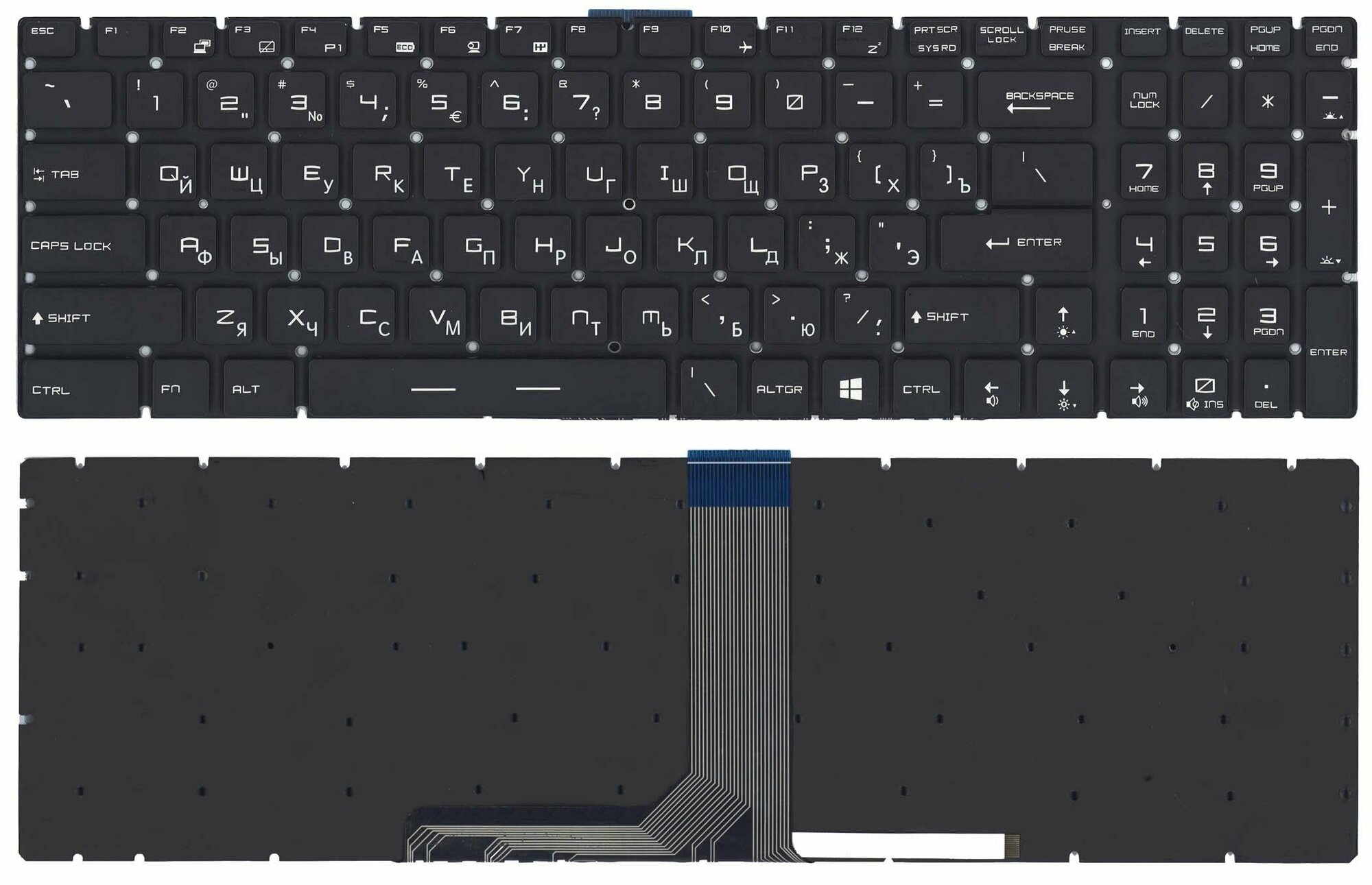 Клавиатура для ноутбука MSI GT72 GS60 GS70 GP62 GL72 GE72 черная с 7-цветной подсветкой — фото 1