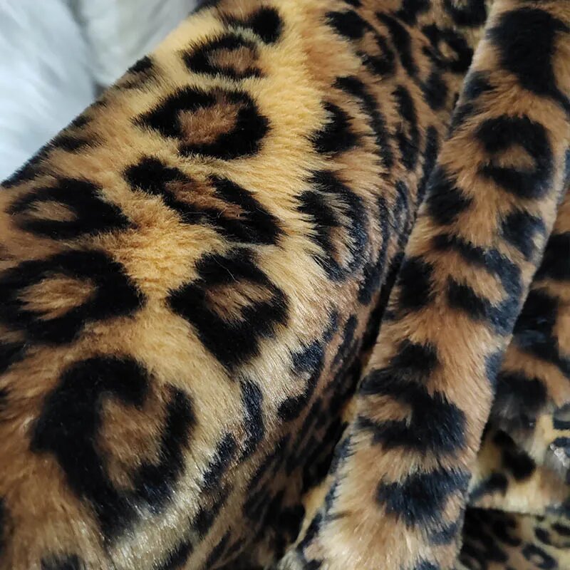 Искусственный мех хаки-коричневый леопард 2 см, 175 см size 85cmx50cm