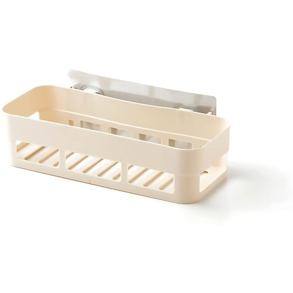 Пластиковая настенная настенная настенная настенная душевая корзина Организатор хранения для домашней ванной комнаты (бежевый)