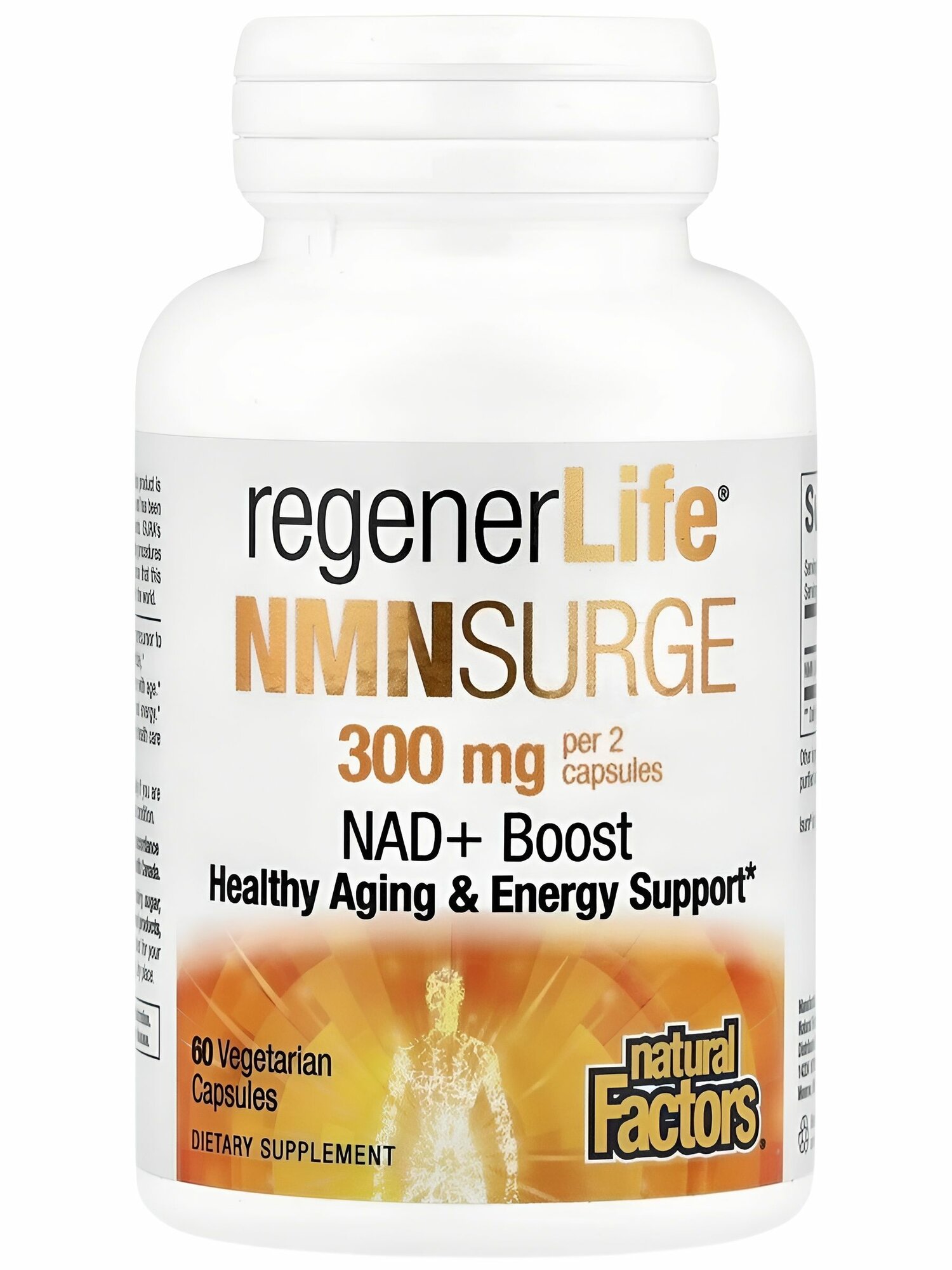 Никотинамидмононуклеотид (NMN) Surge, 60 вегетарианских капсул (150 мг на капсулу), Natural Factors