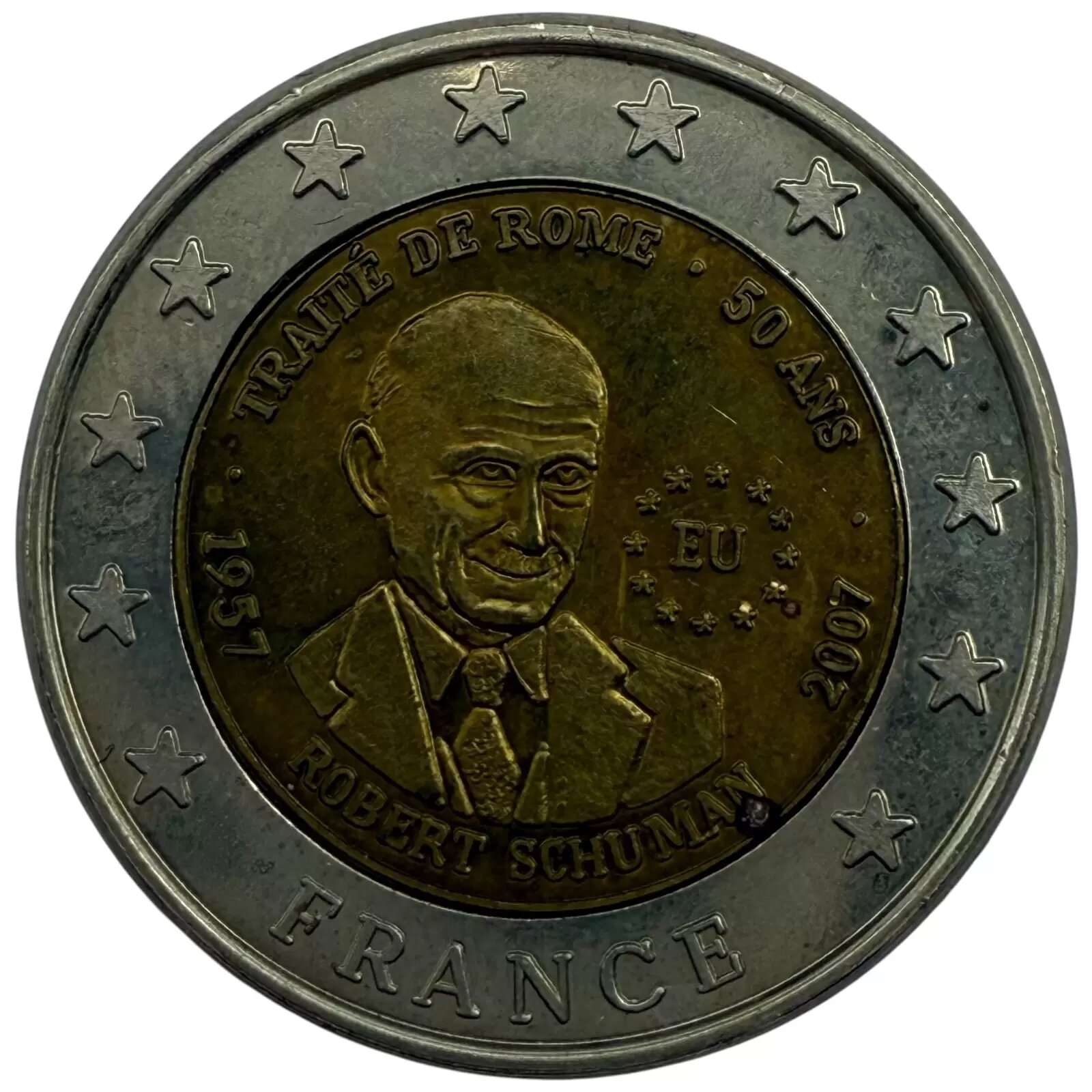Франция 2 евро 2007 г. (50 лет подписанию Римского договора) Specimen (Проба)