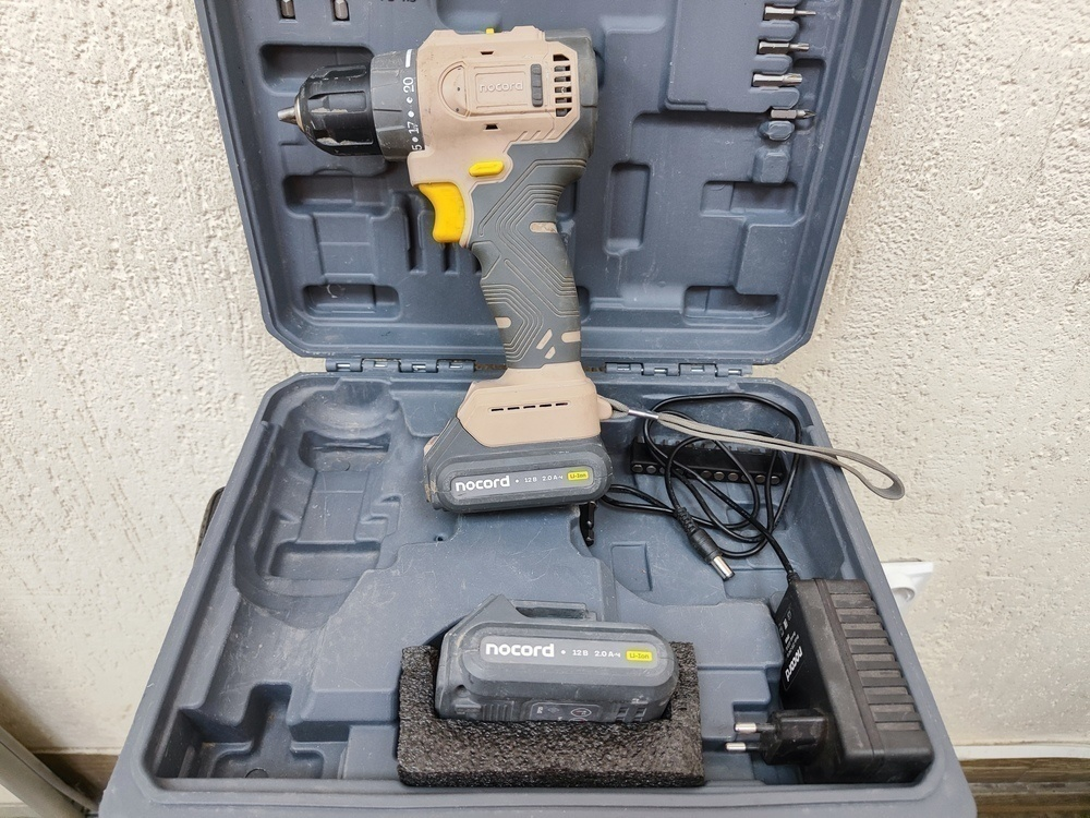 Аккумуляторная бесщеточная дрель-шуруповерт Nocord, 12В, 2х2 А·ч Li-Ion, в кейсе, NBD-12.2.20. A