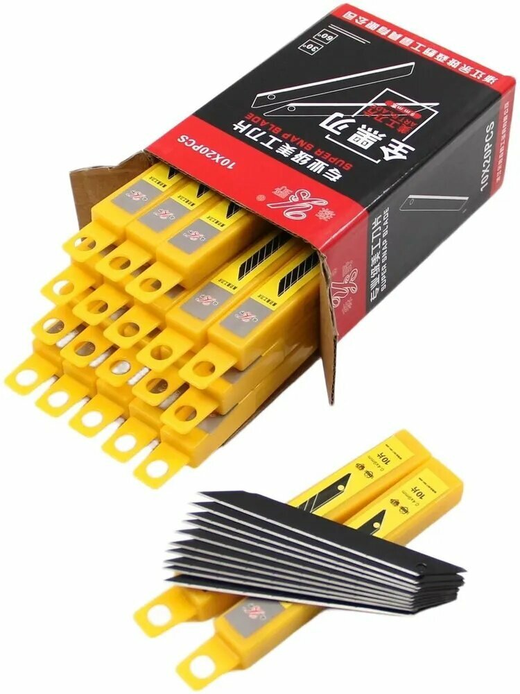 Лезвия для канцелярских ножей черные 30 градусов, 200 шт.