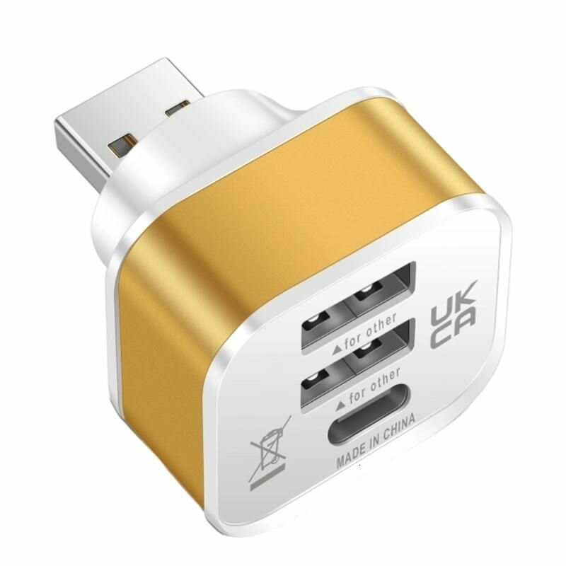Мини USB-адаптер многофункциональный разветвитель для компьютера 1 мужской на 3 порта, Золото