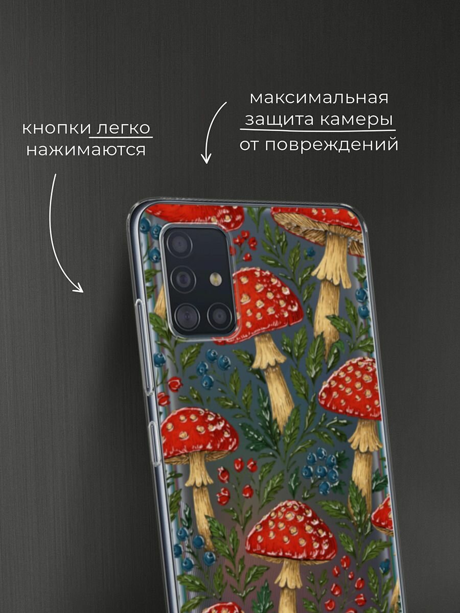 Чехол на Samsung Galaxy A51 / Самсунг Гэлакси А51 с принтом Мухоморы — фото 1