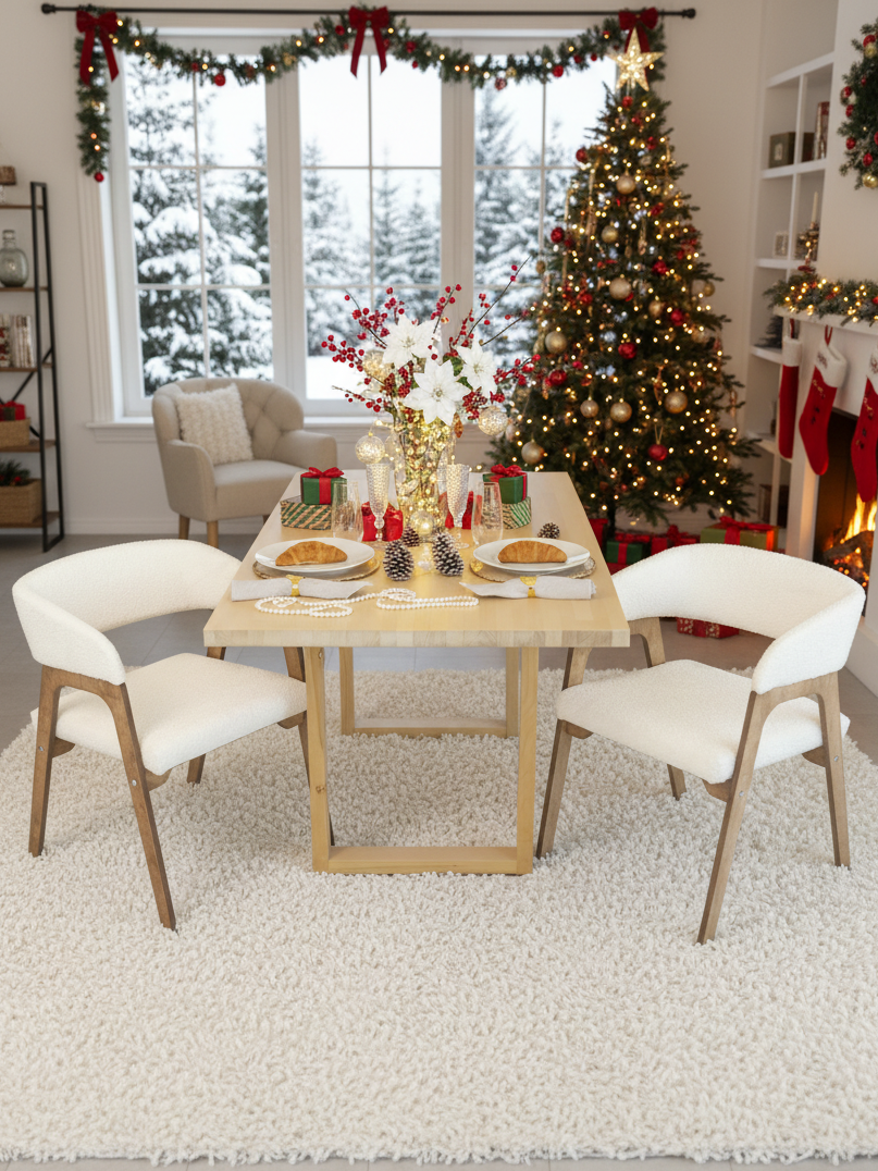 Набор стульев 2 шт мягкая посадка с подлокотниками и мягкой спинкой для кухни, гостиной и офиса, белое букле