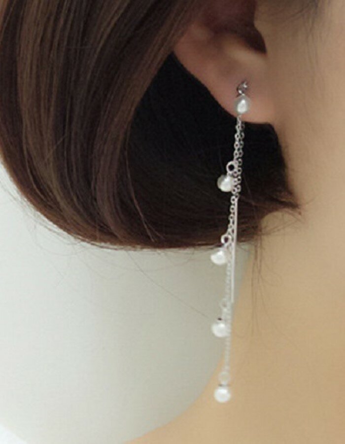 Серьги цепочки, жемчуг имитация