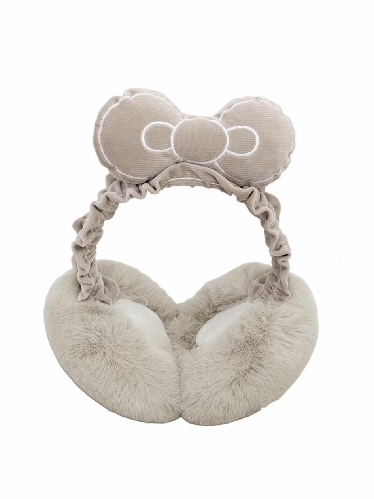 Наушники меховые, Зимние женские складные теплые наушники_7832 карамельного цвета