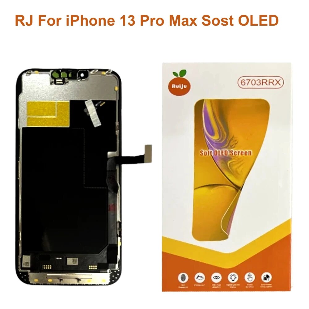 RJ Soft OLED для iPhone 14 Pro Max ЖК-дисплей для iPhone 16 13 15 Pro Max 15 Plus Дисплей Дигитайзер в сборе Запасные части Soft-OLED-13 Pro Max