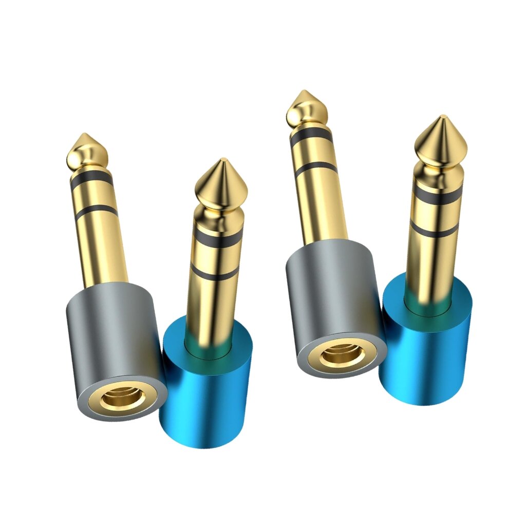 4 женских аудиоадаптера 6.35 revolution 3.5-2 серых 2 синих