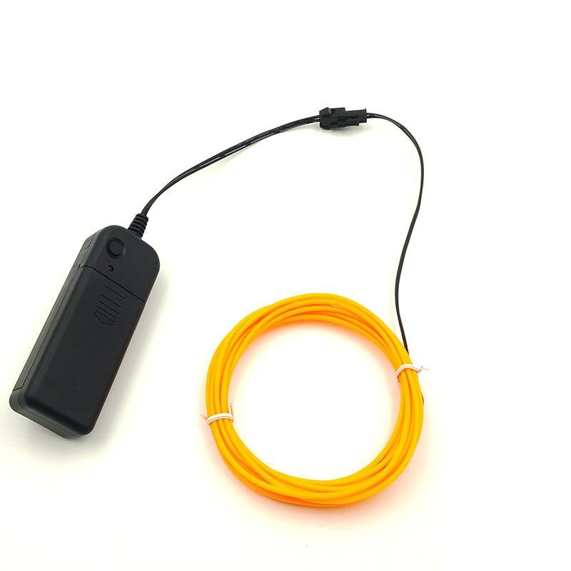 Светодиодная лента effortless neon led light glow el wire для украшения вечеринок и одежды, желтый, аккумулятор, 2 м