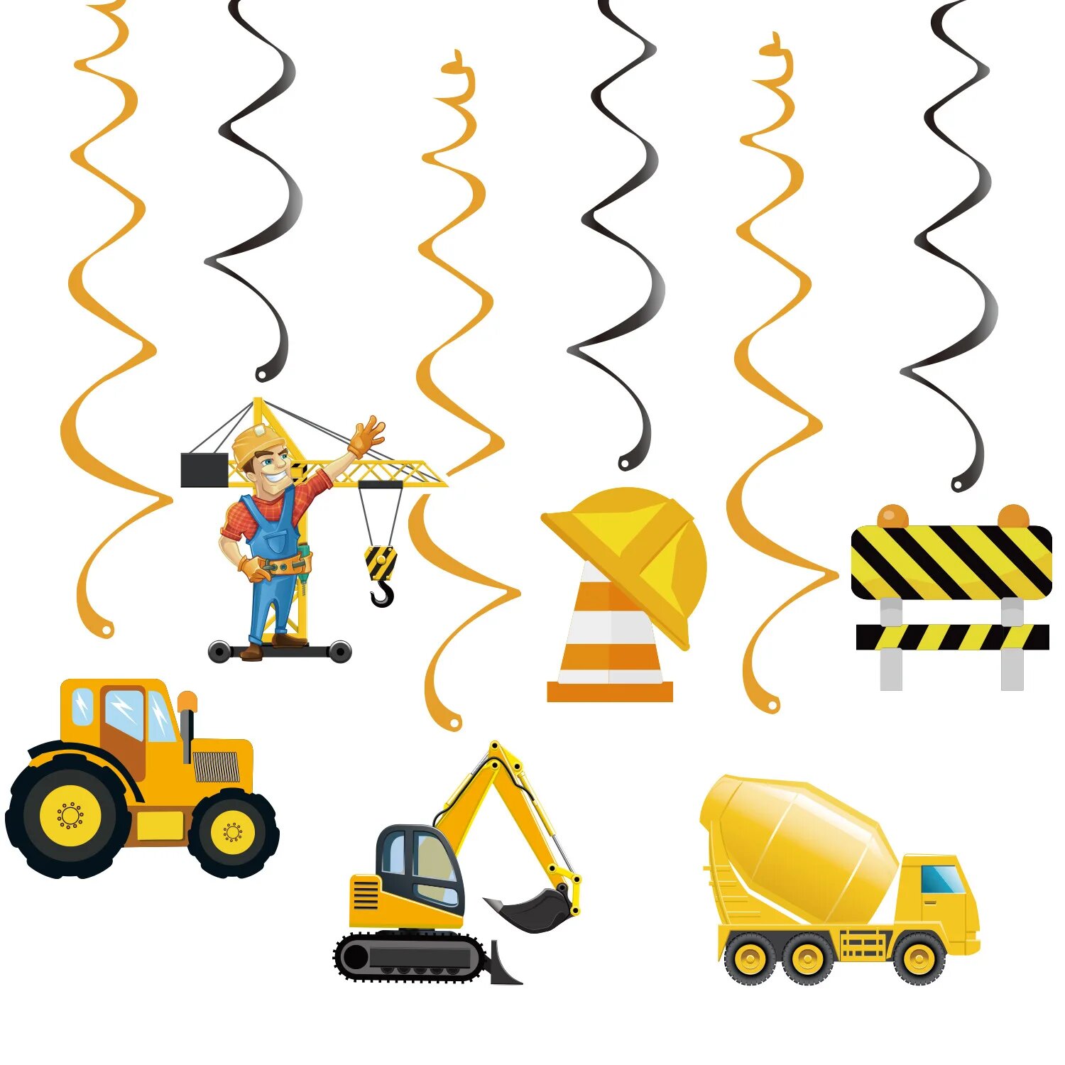 Строительный баннер для вечеринки, подвесной декор для завитков, строительный грузовик, баннер на тему экскаватора, конструкция мальчика, декор на день рождения, баннер