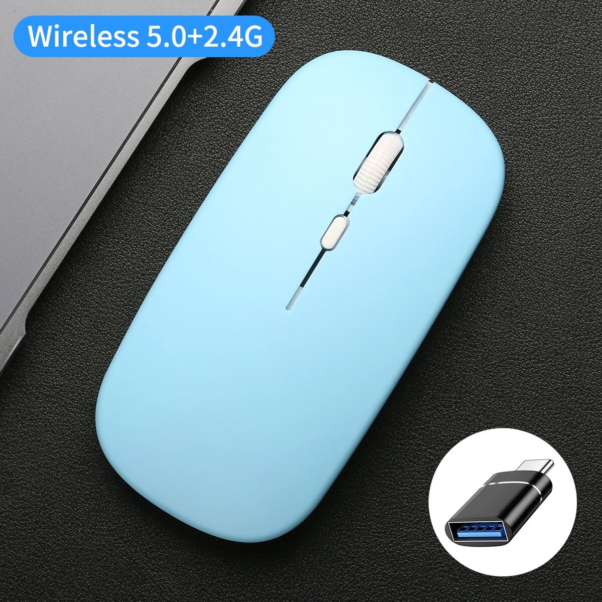 Беспроводная мышь congdi, голубой, 2.4G, с адаптером