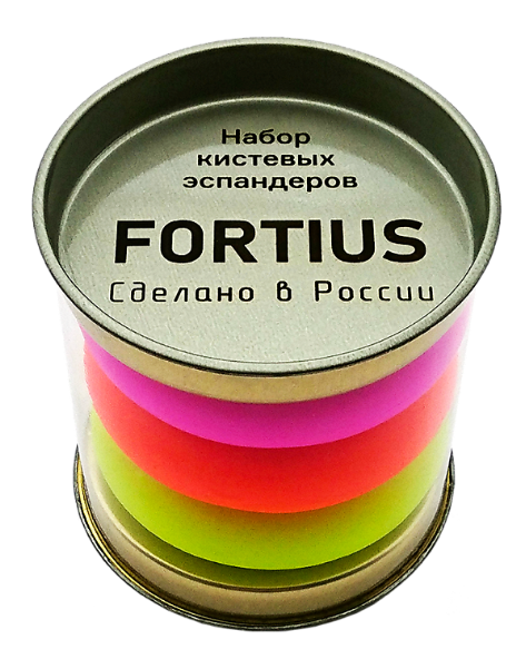 Набор кистевых эспандеров "Fortius" Neon, 4 шт. (10,20,30,40 кг) (тубус)