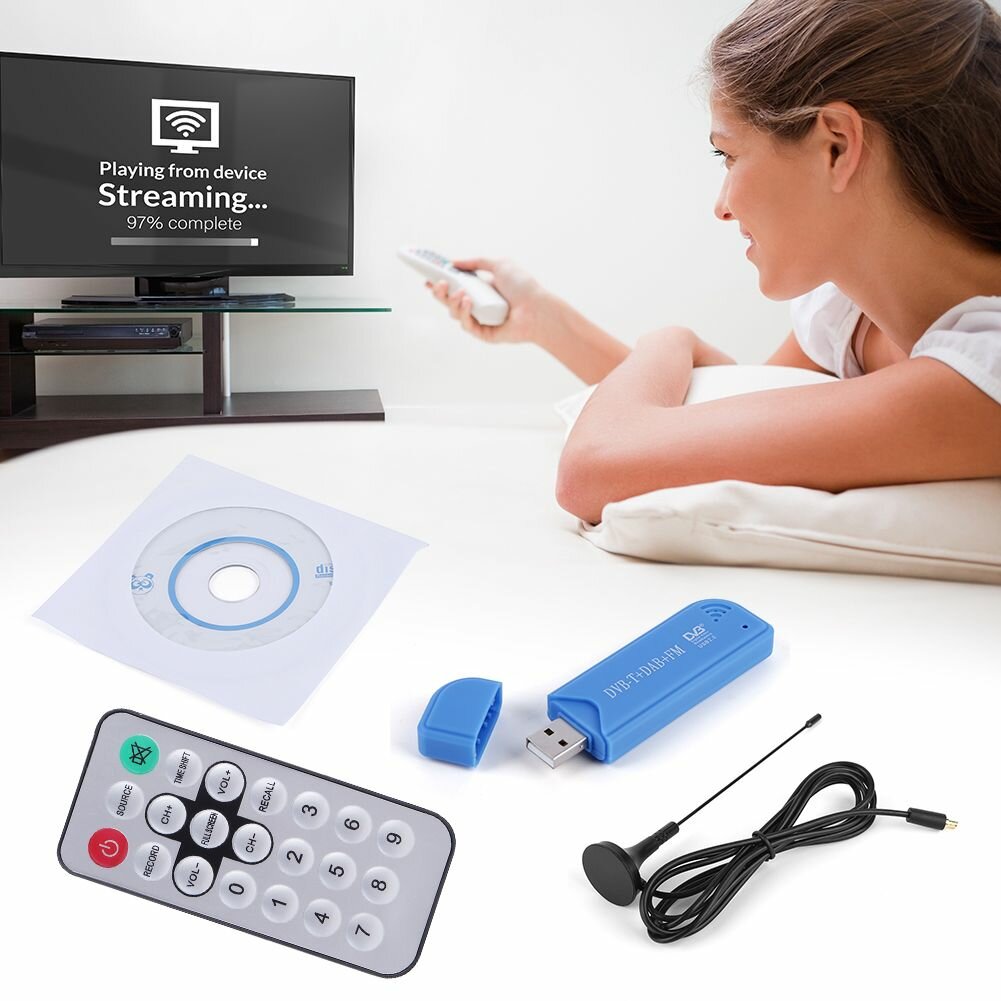 Цифровой USB 2.0 TV Stick частотный тюнер заглушка SDR радиоприемник с антенной