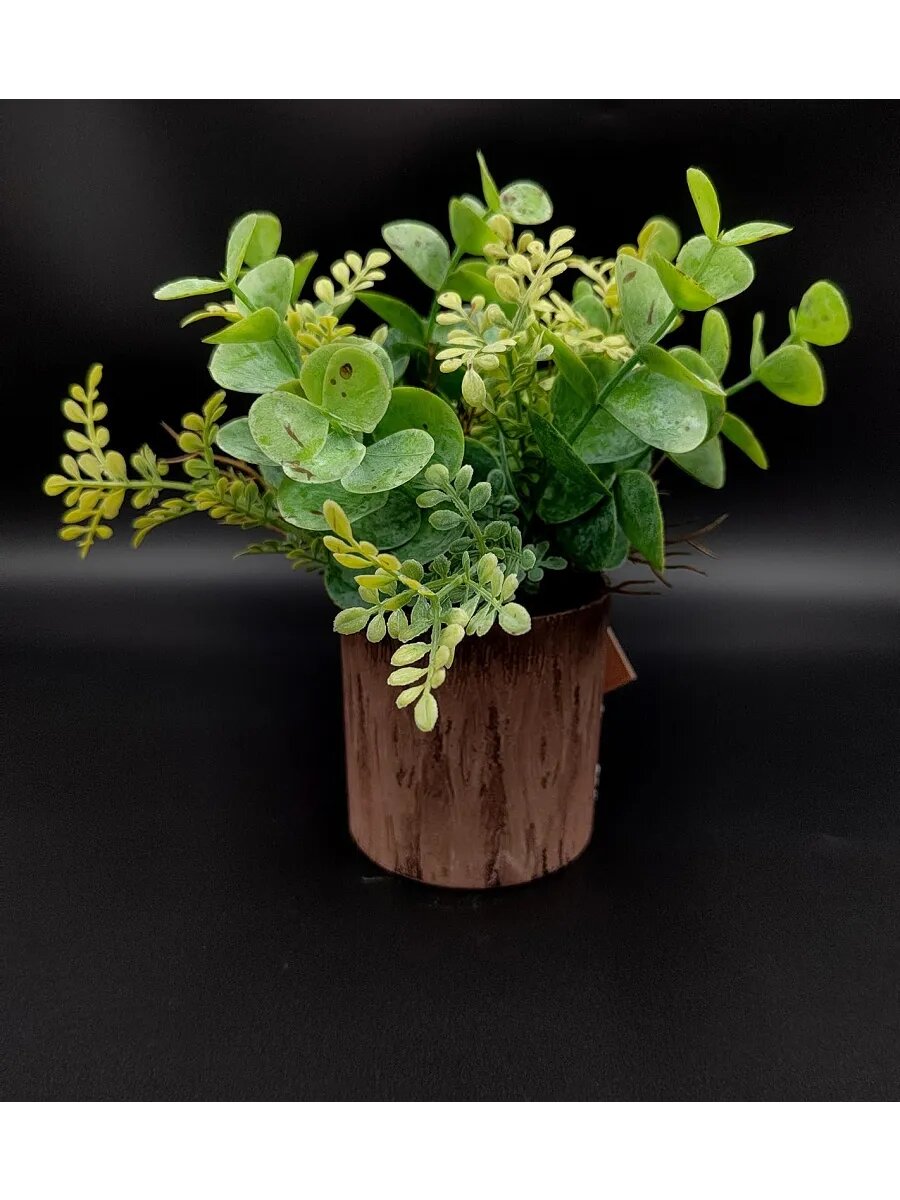 Цветок искусственный в горшке "Эвкалипт" яркая трава