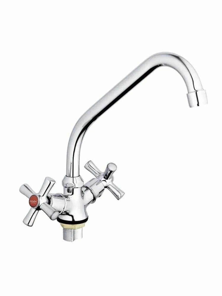 Смеситель для кухни с круглым изливом, керамика, 180*, гайка DFR4-A722 ZEGOR