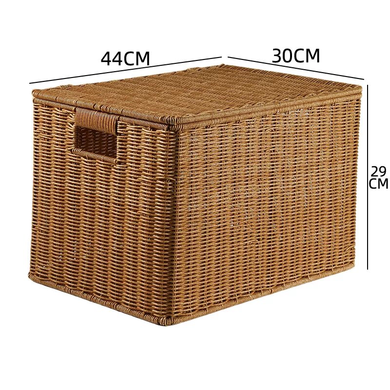 Светло-бежевая коробка с фиксированной крышкой, 44x30x29 см просторных размеров для домашнего и шкафного хранения