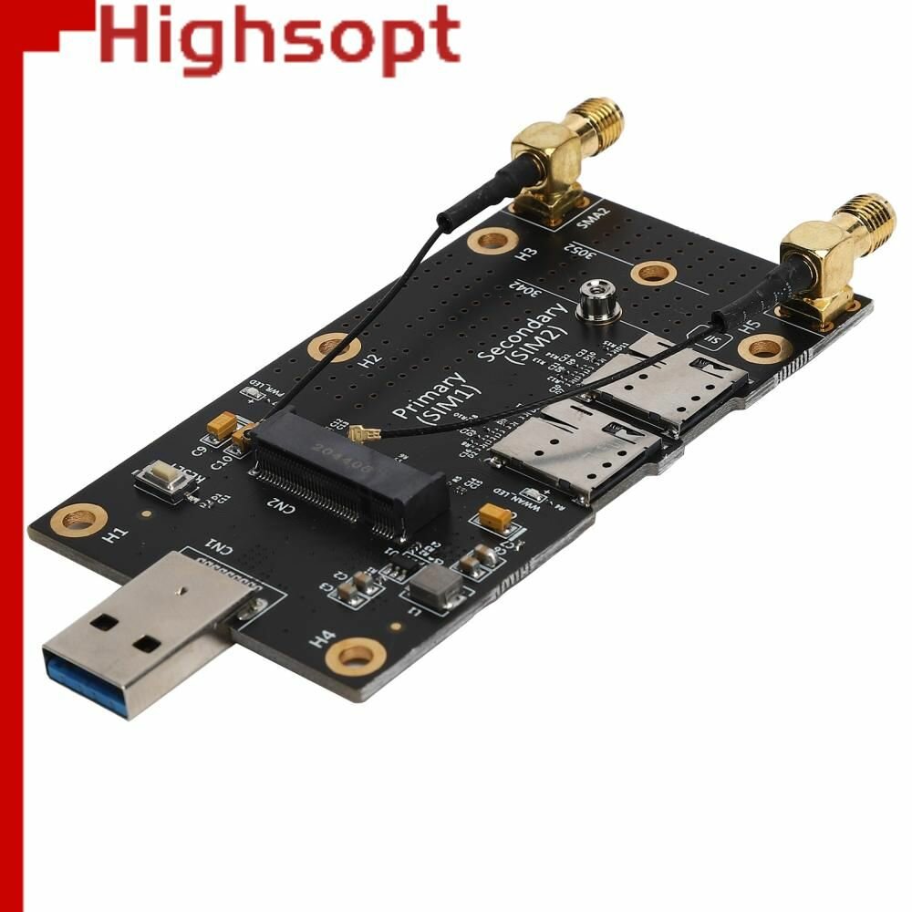 Адаптер USB3.0 для NGFF (M.2), Два SIM-разъема, для 3G/4G/5G Модулей