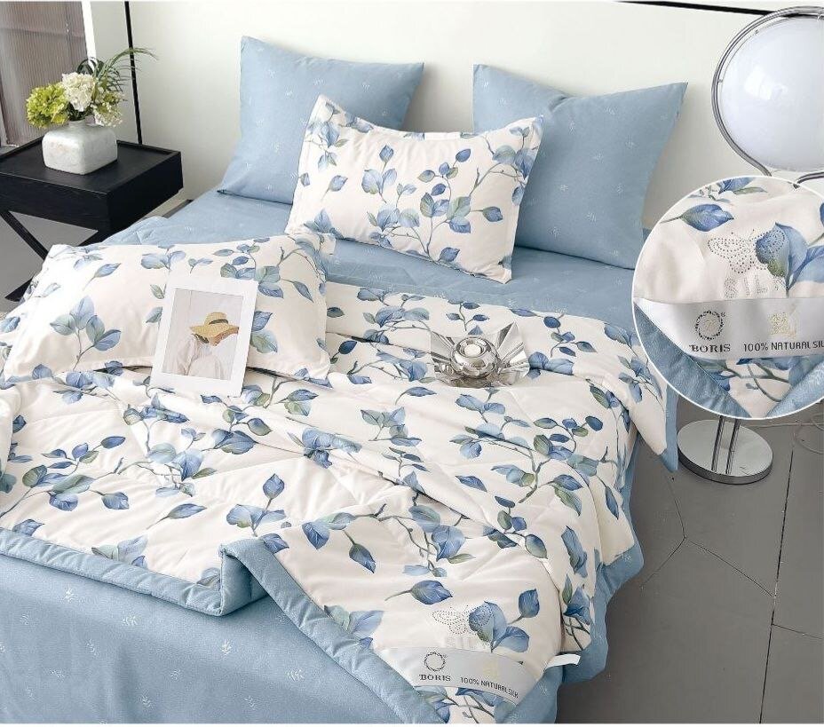 Комплект постельного белья с одеялом 1.5 полуторный Сатин Борис