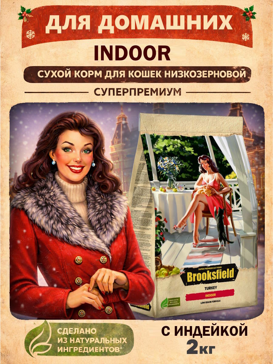 Корм сухой для кошек живущих в помещении 2 кг BROOKSFIELD (Бруксфилд), Индейка
