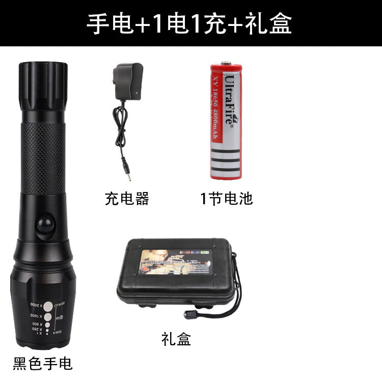 T6 Wick сильный свет фонарик 18650 батарея Регулируемый фокусный длинный выстрел открытый Велоспорт освещение