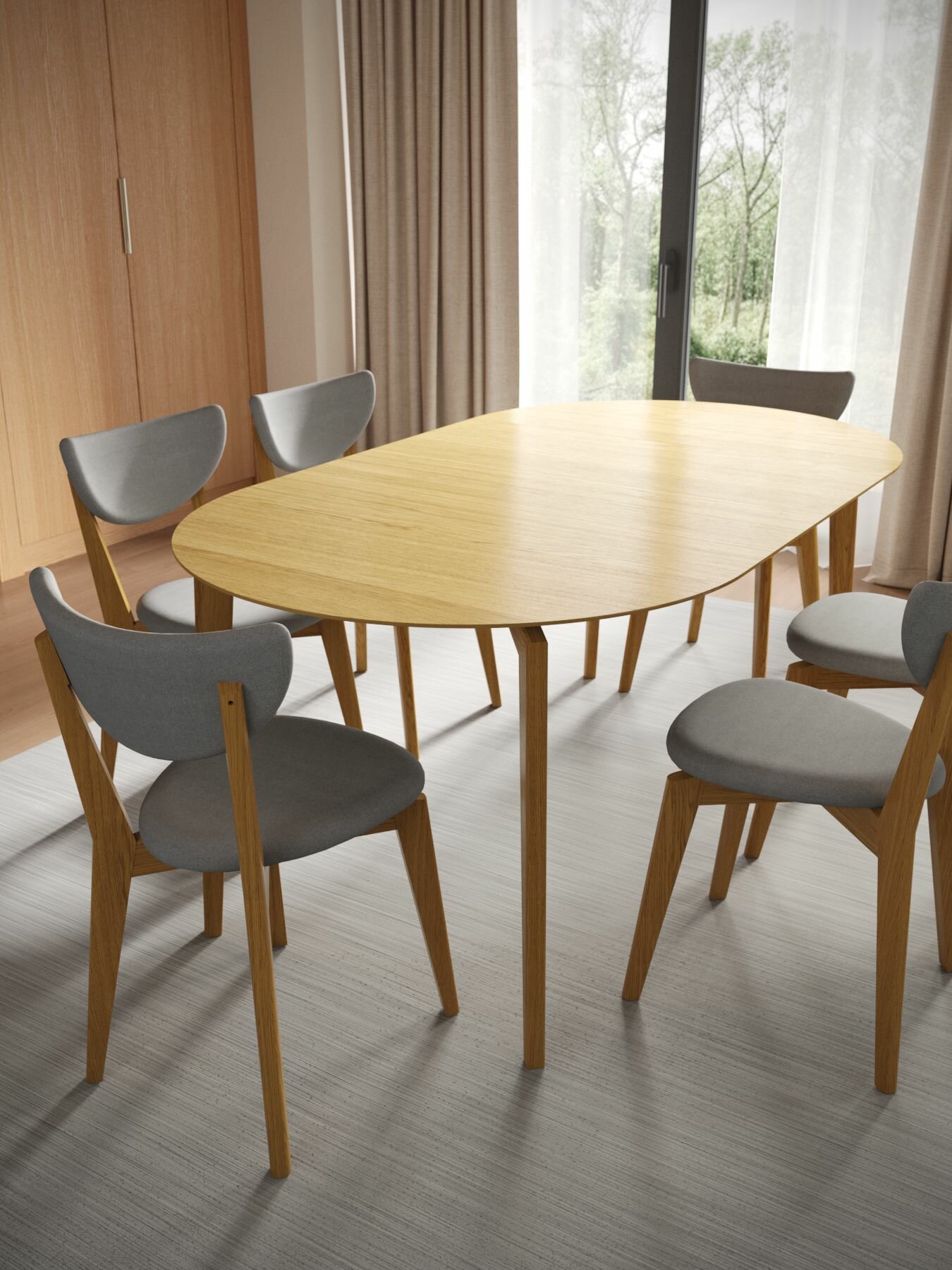 Стол раздвижной кухонный круглый, 100-180 см, цвет "Натуральный дуб", большой