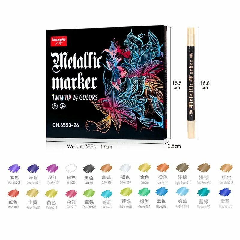 Angel Mark металлические маркеры для рисования 12 цветов 24 colors