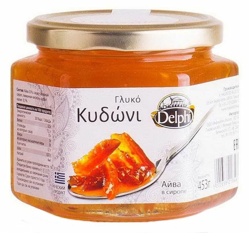 Айва DELPHI, в сиропе, стеклянная банка, срок годности 1095 дн