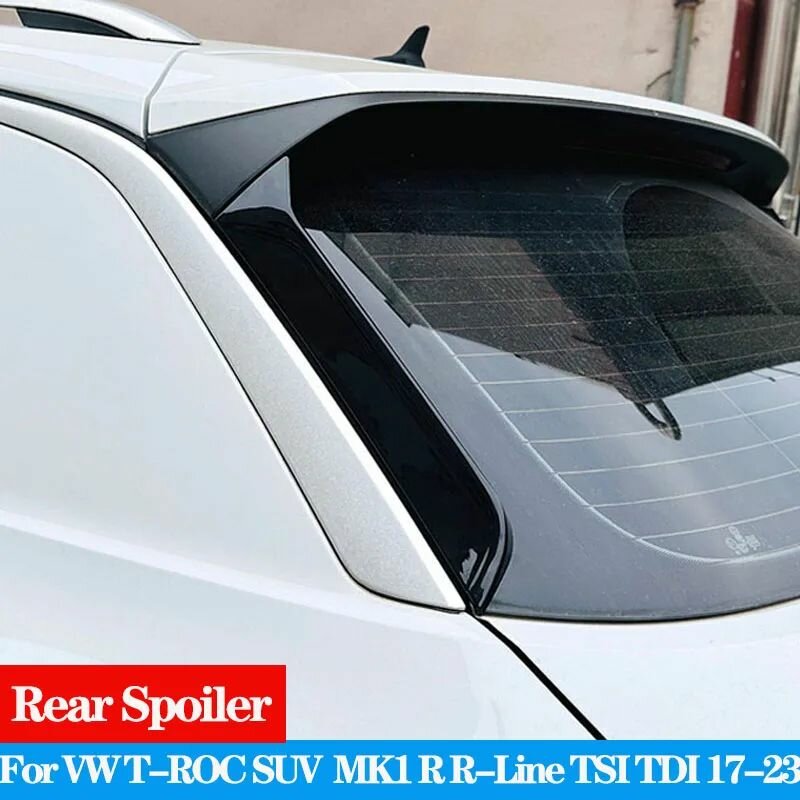 Боковой спойлер на заднее окно для VW T-ROC A11 MK1 R R-Line TSI/TDI 2017-2023, глянцевый чёрный ABS, пара для авто