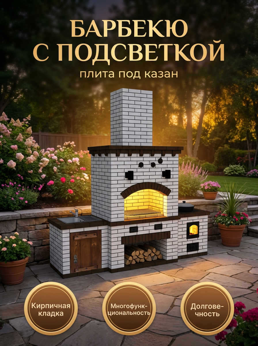 Проект Барбекю с казаном и мойкой №660. Мангал 890мм. Казан 12 литров. Сборка своими руками