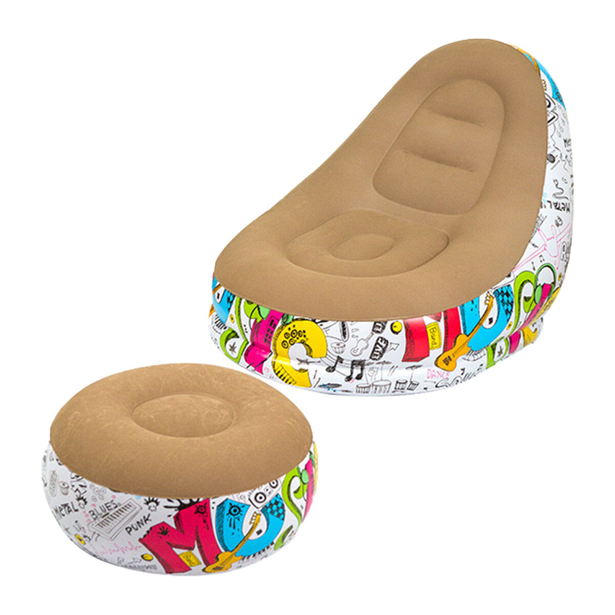 Новый надувной диван для улицы, складной, с флокированным покрытием, для кемпинга, отдыха, ленивый диван с подставкой для ног, граффити диван