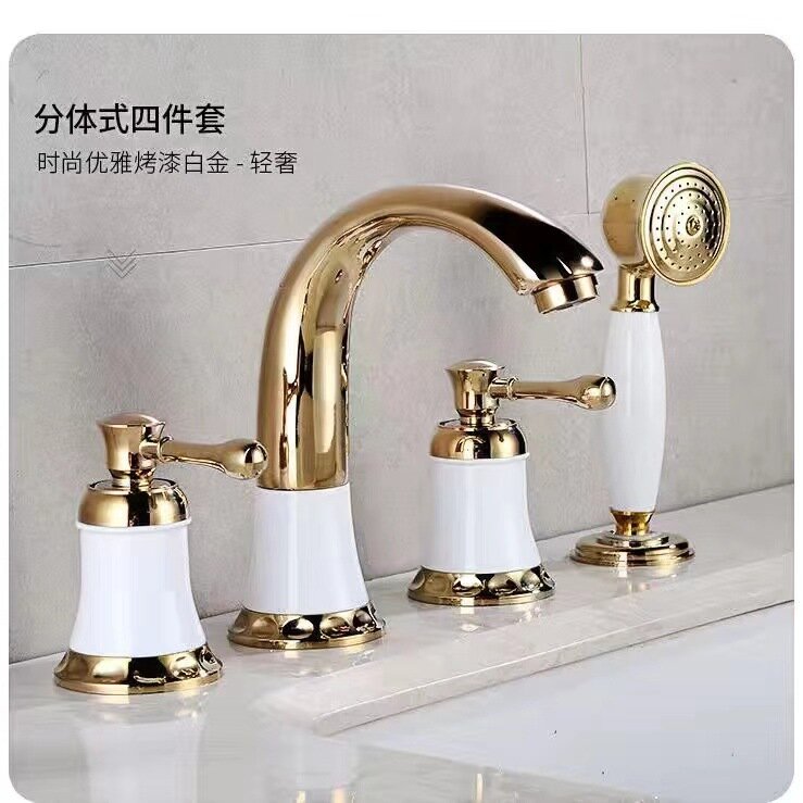 Смеситель для раковины в европейском стиле с трехотверстным основанием из чистой меди, комплект из трех частей для ванной комнаты, разделенный смеситель для холодной и горячей воды