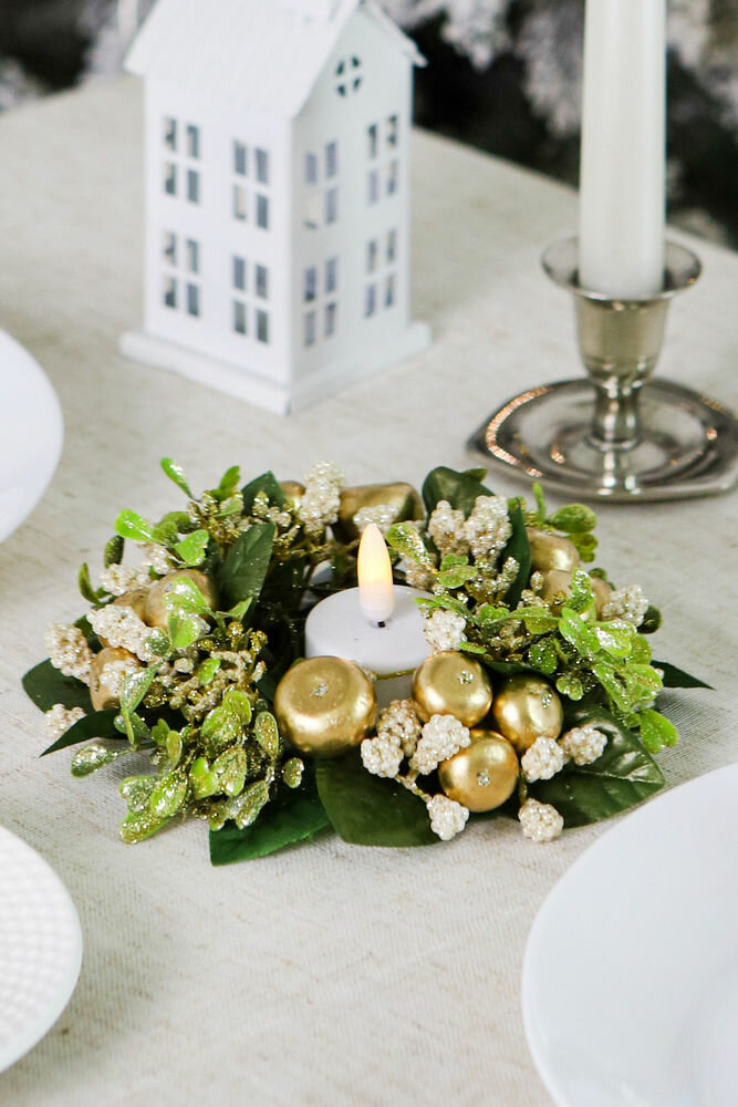 Мини-венок для свечи и декорирования райские яблочки, 10 см, EDG 2500052A701