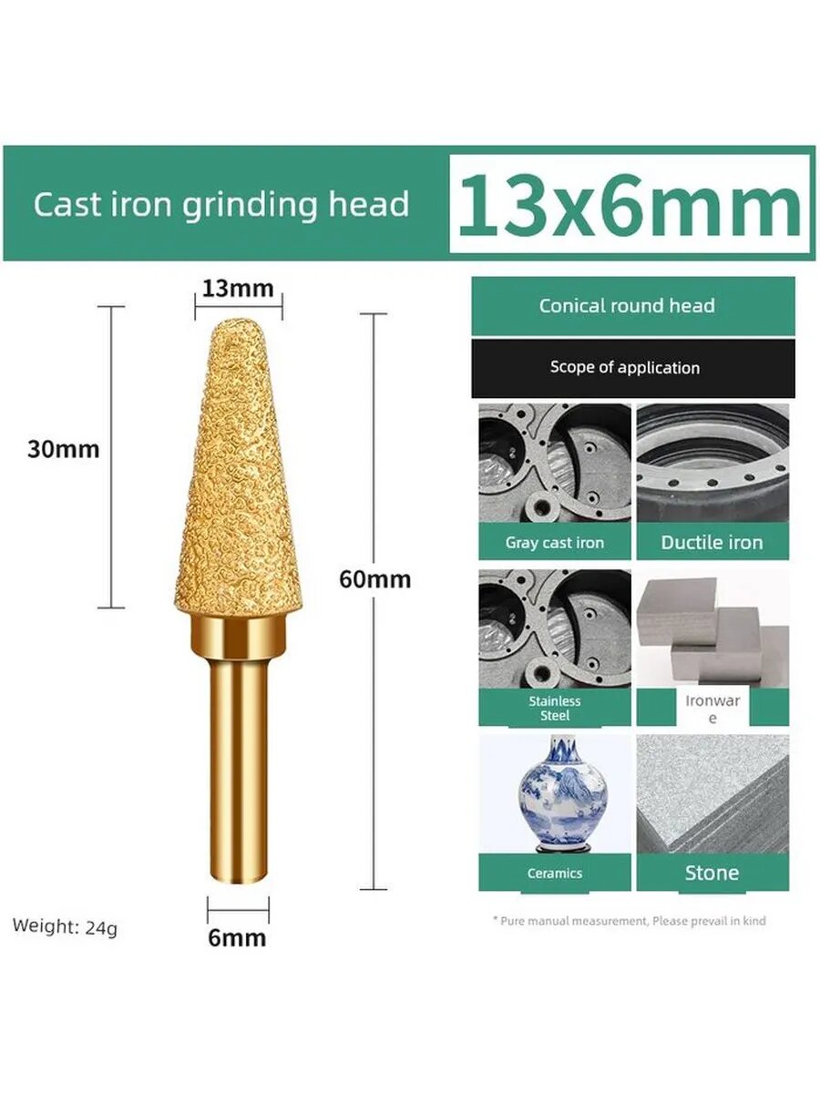 Шлифголовка Baolian алмазная, конус круглый 13*6