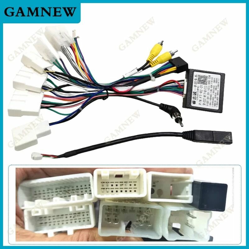 16‑контактный адаптер жгута проводов с CANbus для Android-магнитол — для Toyota Corolla / Camry / RAV4 / Highlander / C-HR / Crown / Reiz / Levin
