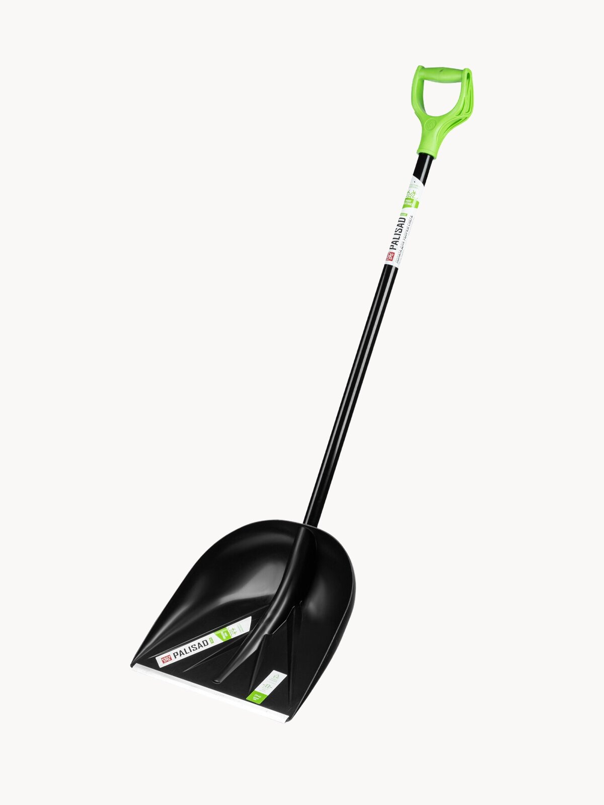 Лопата для уборки снега пластиковая PALISAD 400х417х1390 мм, алюминиевый черенок 61395