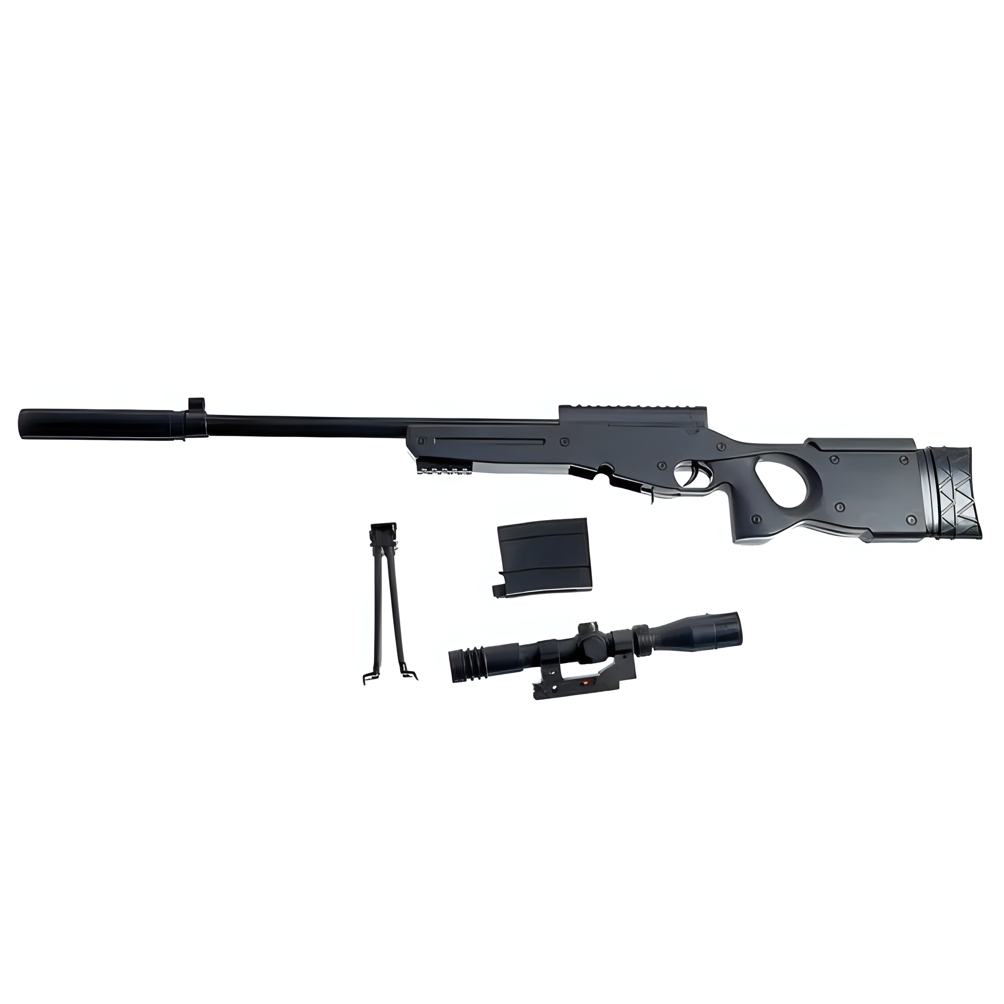Винтовка снайперская игрушечная. AWP с лазерным прицелом. в комплекте. Черная.