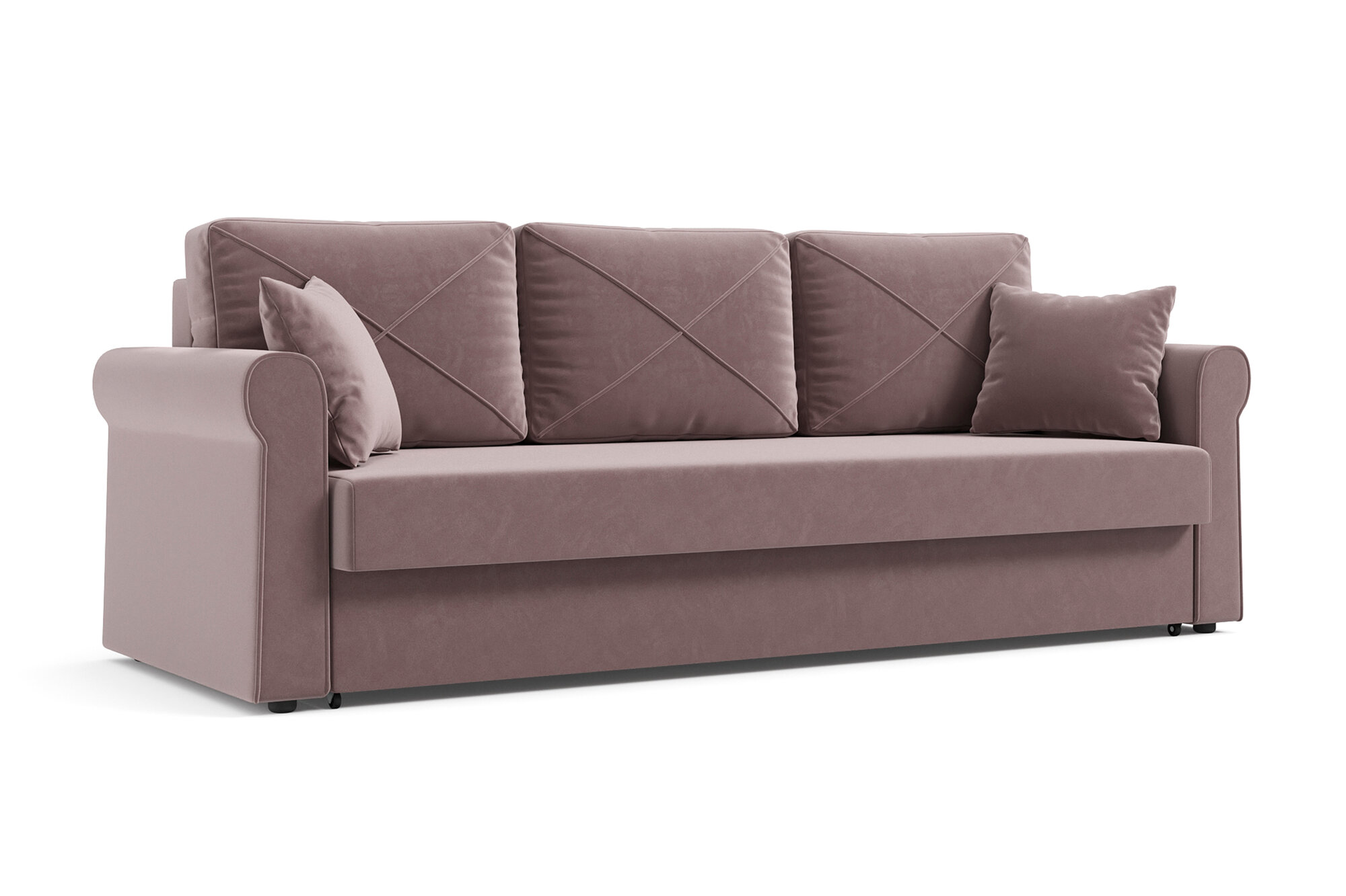 Диван раскладной трехместный Нонтон Лира, 231x94x95 см, еврокнижка, велюр светло-коричневый